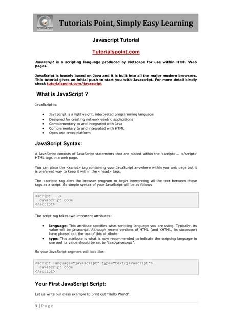 Javascript1 Notes For Beginners Notespdf