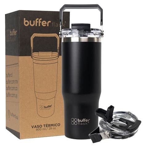 Termo Botella Con Mango 830 Ml Buffer Acero Inox Negro Buffer Flask