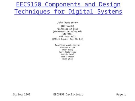 PPT EECS Components And Design Techniques For Digital Systems DOKUMEN TIPS