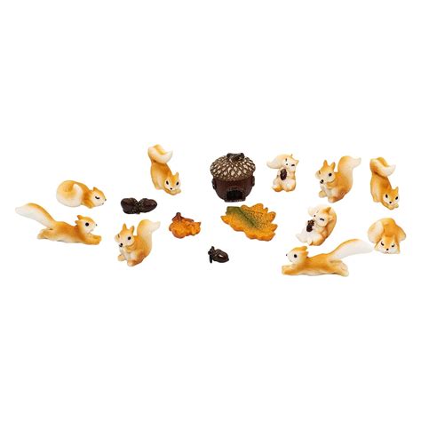 Holzlrgus 15 Pcs Cute Squirrel Miniature Figurines Set Mini Squirrel Pinecone Figurines Cake