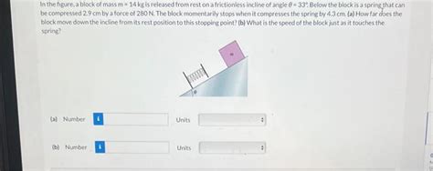 Solved In The Figure A Block Of Mass M 14 Kg Is Released