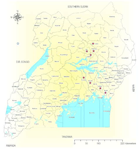 Map Showing All Districts In Uganda Districts That Were Surveyed Are Download Scientific