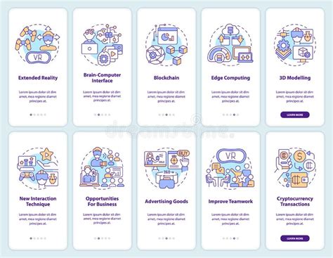 Metaverse Technology For Business Onboarding Mobile App Screens Set Stock Illustration