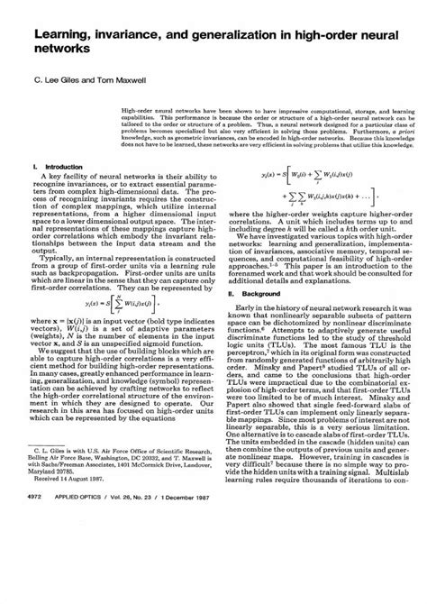pdf learning in variance and generalization in high order neural