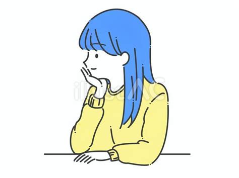 肘をつく女性イラスト No 26071904｜無料イラスト・フリー素材なら「イラストac」