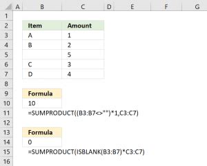 Sumproduct If Not Blank