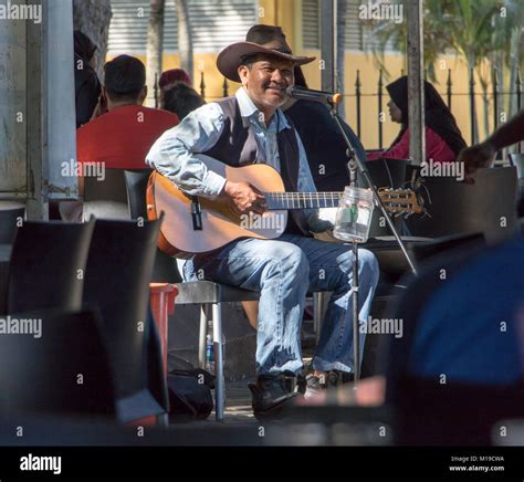 Guitarist While Playing Guitar In The Outdoor Restaurant Country