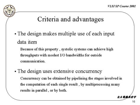 Vlsi Sp Course 2001 Why Systolic Architecture H