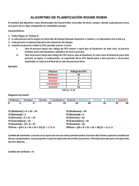 Algoritmo De Planificación Round Robin Pdf