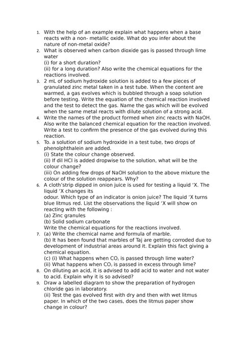 Acid Base Questions 1 With The Help Of An Example Explain What Happens When A Base Reacts