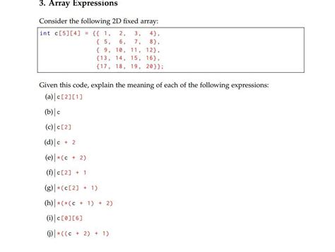 Solved Array Expressions Consider The Following D Fixed Chegg