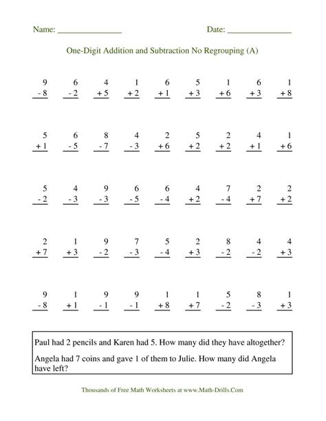 The Adding And Subtracting Single Digit Numbers Kindergarten