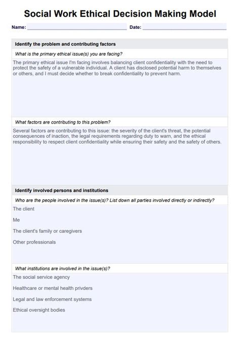 Social Work Ethical Decision Making Model And Example Free Pdf Download