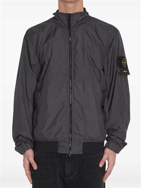 Stone Island Compass Badge Bomber Jacket Grey Farfetch Vn