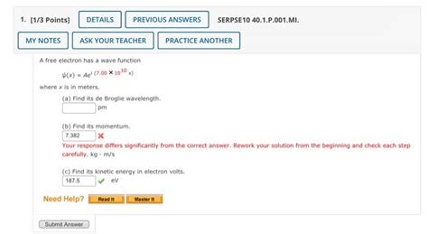 Solved A Free Electron Has A Wave Function Chegg