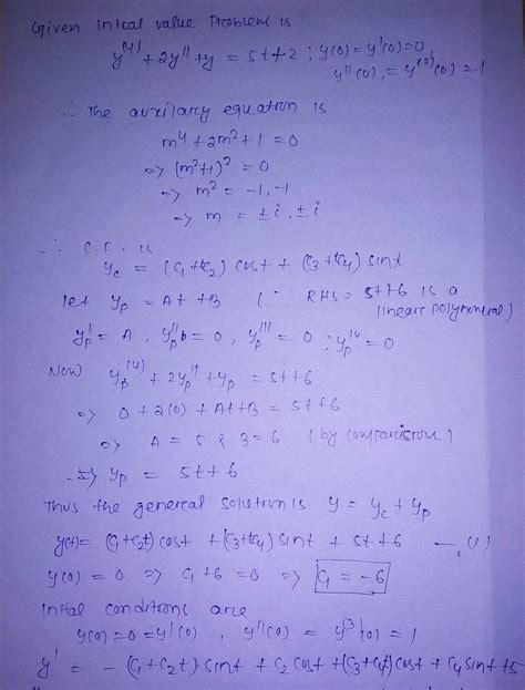 Solved Find The Solution Of The Given Initial Value Problem Course Hero