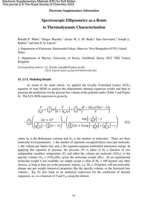 Pdf Spectroscopic Ellipsometry As A Route To Thermodynamic Characterization