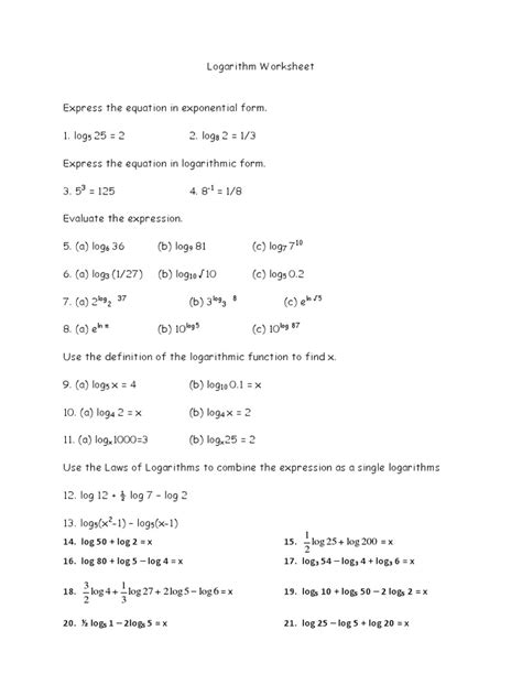 Logarithm Dpp For Class 11 Pdf Logarithm Numbers