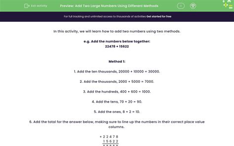 Choose Your Method For Adding Two Large Numbers Worksheet Edplace