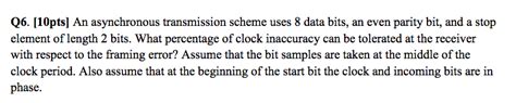 Solved An Asynchronous Transmission Scheme Uses 8 Data Bits