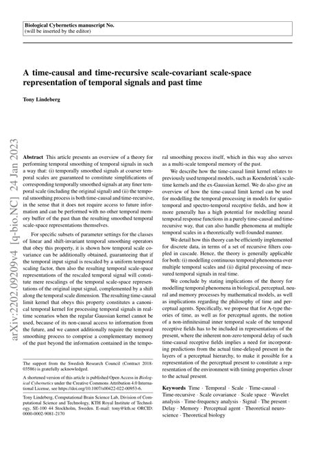Pdf A Time Causal And Time Recursive Scale Covariant Scale Space