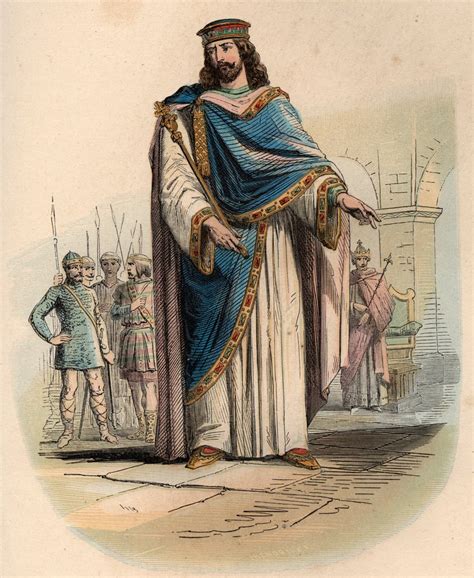フランク王国の王、クローヴィス1世（466〜511年）の肖像。テオドール・ジュスト（1818 1888）の「原始時代からレオポルド1世の時代の