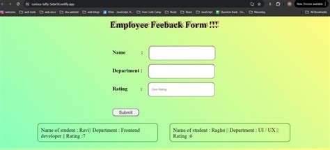 Mohnish Kumar On Linkedin Project Name Employee Feeback Form