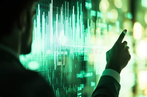A Business Professional Interacts With A Digital Financial Graph Indicating Data Analysis Stock