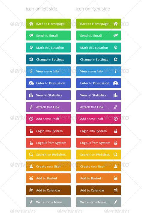 Flat Button Set Web Elements GraphicRiver
