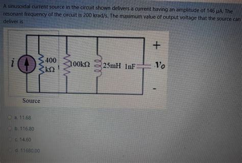 Solved A Sinusoidal Current Source In The Circuit Shown Chegg Com