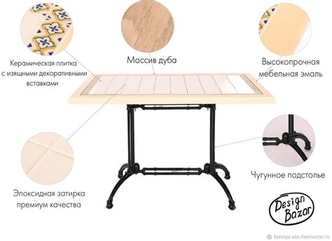 Стол на высоком подстолье из массива дуба с плиткой в интернет-магазине ...