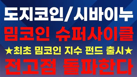 도지코인시바이누 밈코인 슈퍼사이클 최초 밈코인 지수 펀드 출시 전고점 돌파한다 Youtube