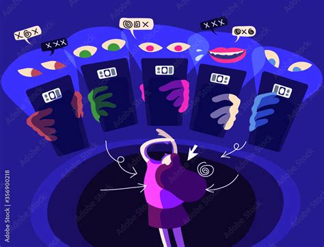 사이버 괴롭힘을 당하는 여자 Stock Vector Adobe Stock
