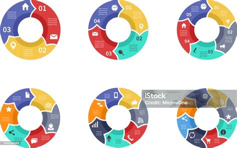 원형 그래픽 파이 다이어그램 아이콘 옵션 부품 단계 프로세스 섹터 벡터 세트가 있는 원형 차트 0명에 대한 스톡 벡터 아트 및 기타 이미지 Istock