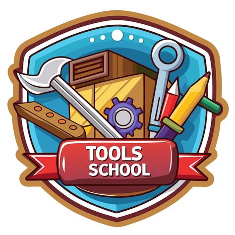 Colorful Tools School Badge Design Premium Ai Generated Vector