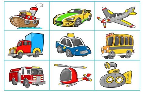 Транспорт картинки для детей Matching Cards Transportation Preschool Mode Of Transport