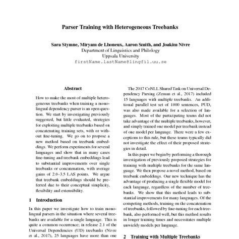 Parser Training With Heterogeneous Treebanks Acl Anthology