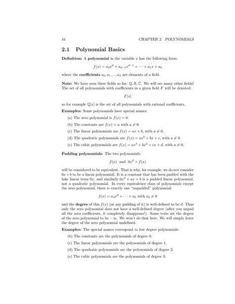 21 Polynomial Basics