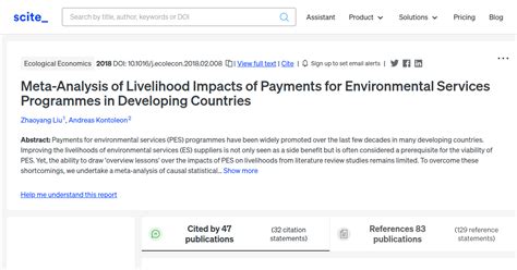 Meta Analysis Of Livelihood Impacts Of Payments For Environmental