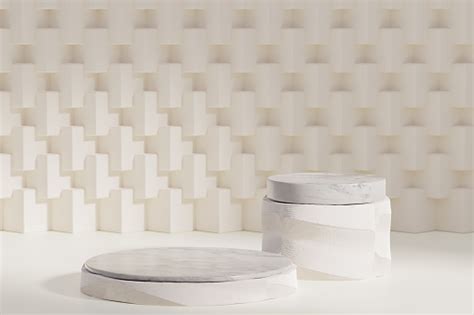 제품 배치 브랜딩과 제품 프리젠테이션을 위한 호화로운 배경 하얀 날으는 파도에 회색 연단 화장품 개체 배치를 위한 추상적인 인테리어 제품 디스플레이 배경 3d 렌더링 0명에