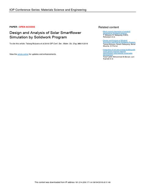 design and analysis of solar smartflower simulatio pdf simulation