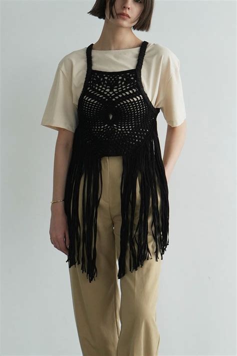 Crocet Motifs Knit Tops｜tops トップス ｜clane Official Online Store【2025