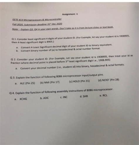 Solved Assignment 1 Eete 413 Microprocessors And