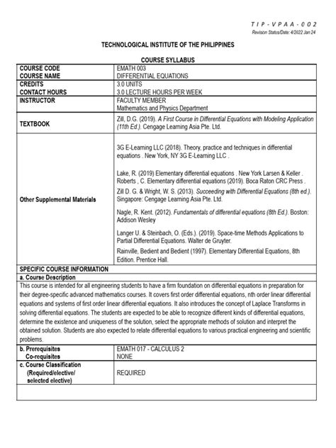 emath 003 course syllabus pdf differential equations ordinary
