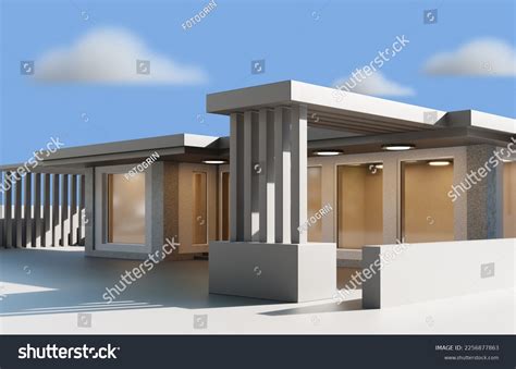 Building Model Modern Style Single Storey Stock Illustration 2256877863