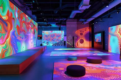 Immersive Art Installation Exploring Vibrant Colors And Abstract Designs In A Modern Gallery