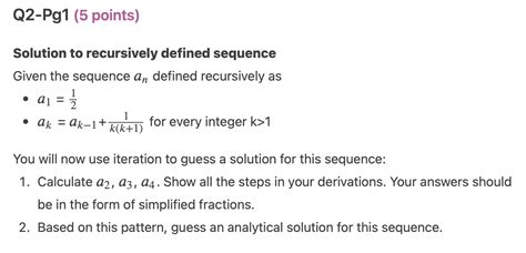 Solved Q2 Pg1 5 Points Solution To Recursively Defined