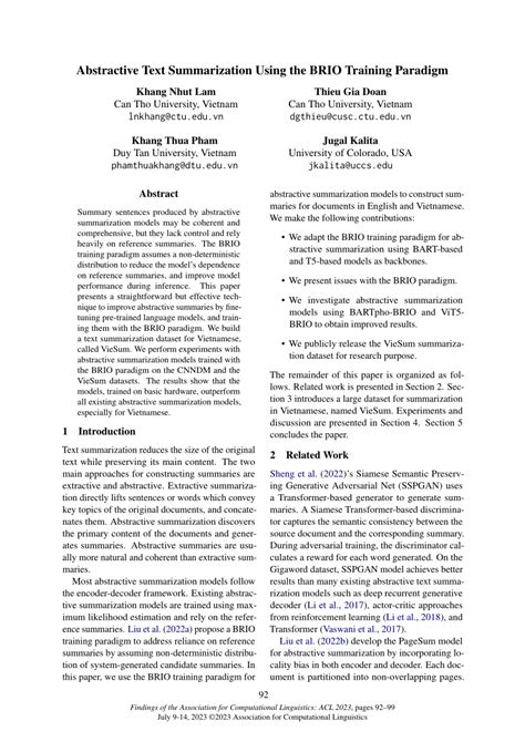 Pdf Abstractive Text Summarization Using The Brio Training Paradigm