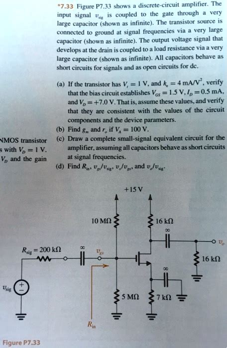 Solved 7 33 Figure P7 33 Shows A Discrete Circuit Amplifier The Input