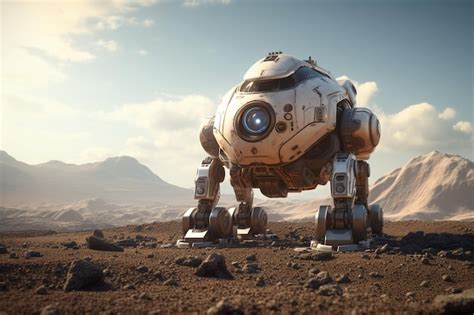 Premium Ai Image Autonomous Robot Exploring The Surface Of Another